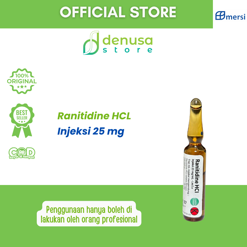 Ranitidine HCL Injeksi 25 mg/ml 1 Ampule 2 ml - Denusa Store