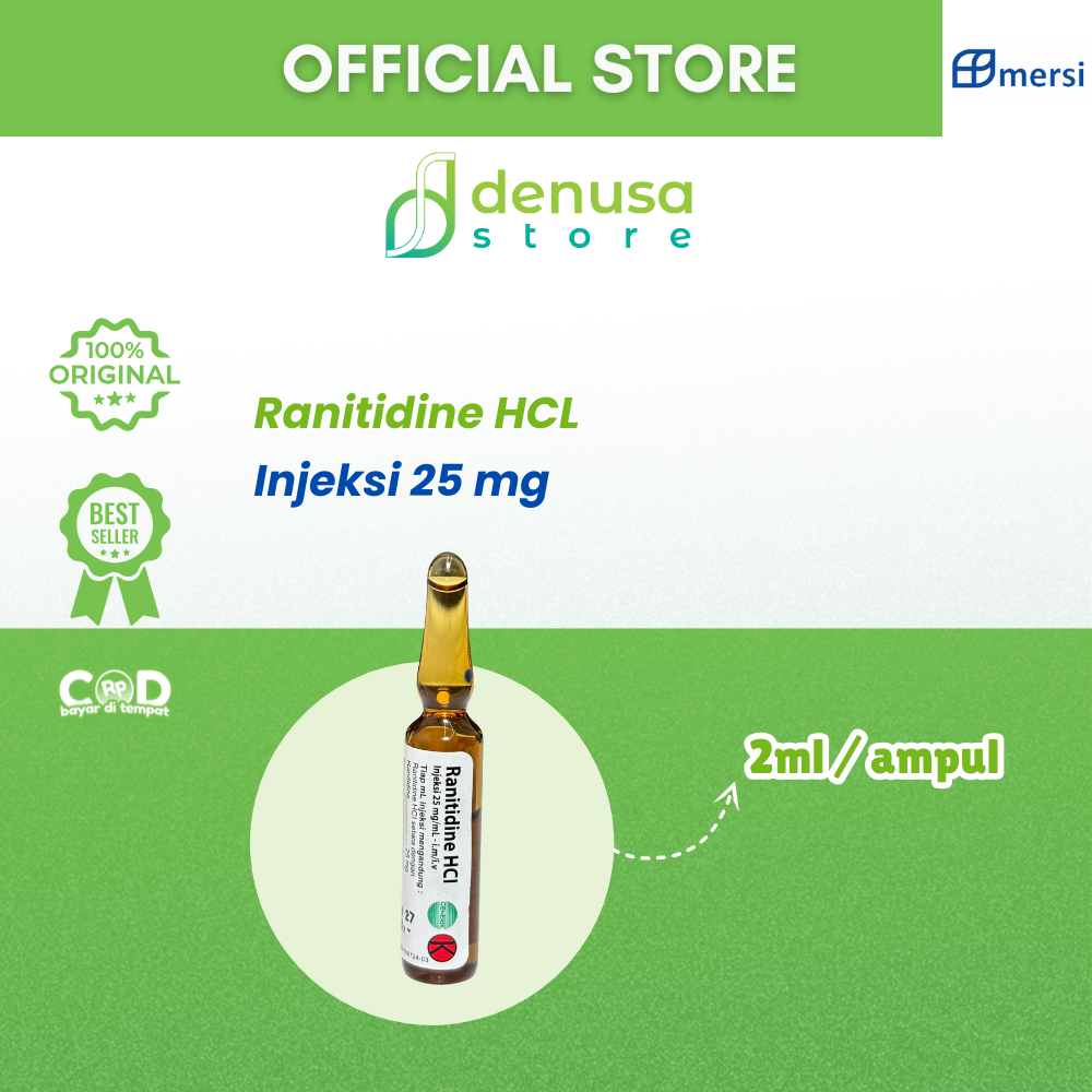 Ranitidine HCL Injeksi 25 mg/ml 1 Ampule 2 ml - Denusa Store